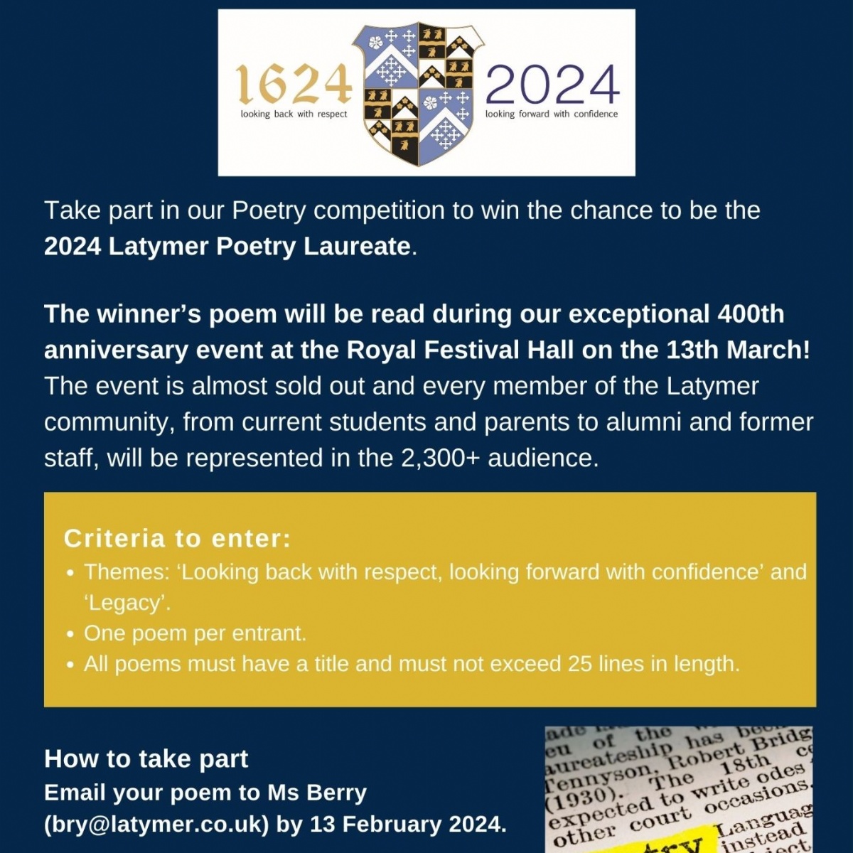 The Latymer School - 400th anniversary Poetry competition